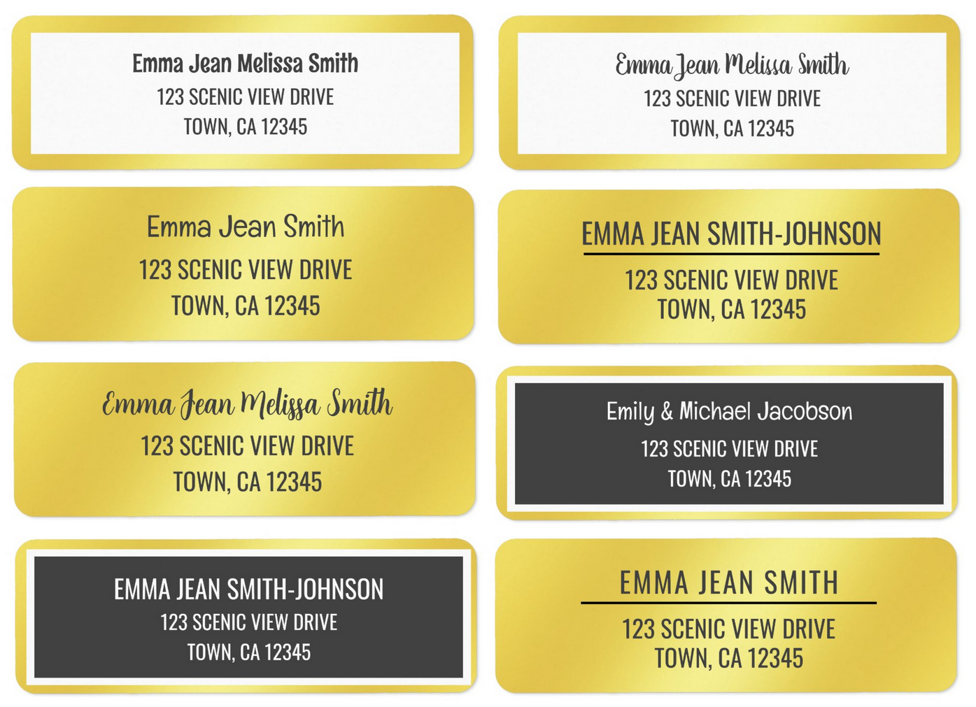 Elegant Return Address Labels with a Golden Background or Frame ...